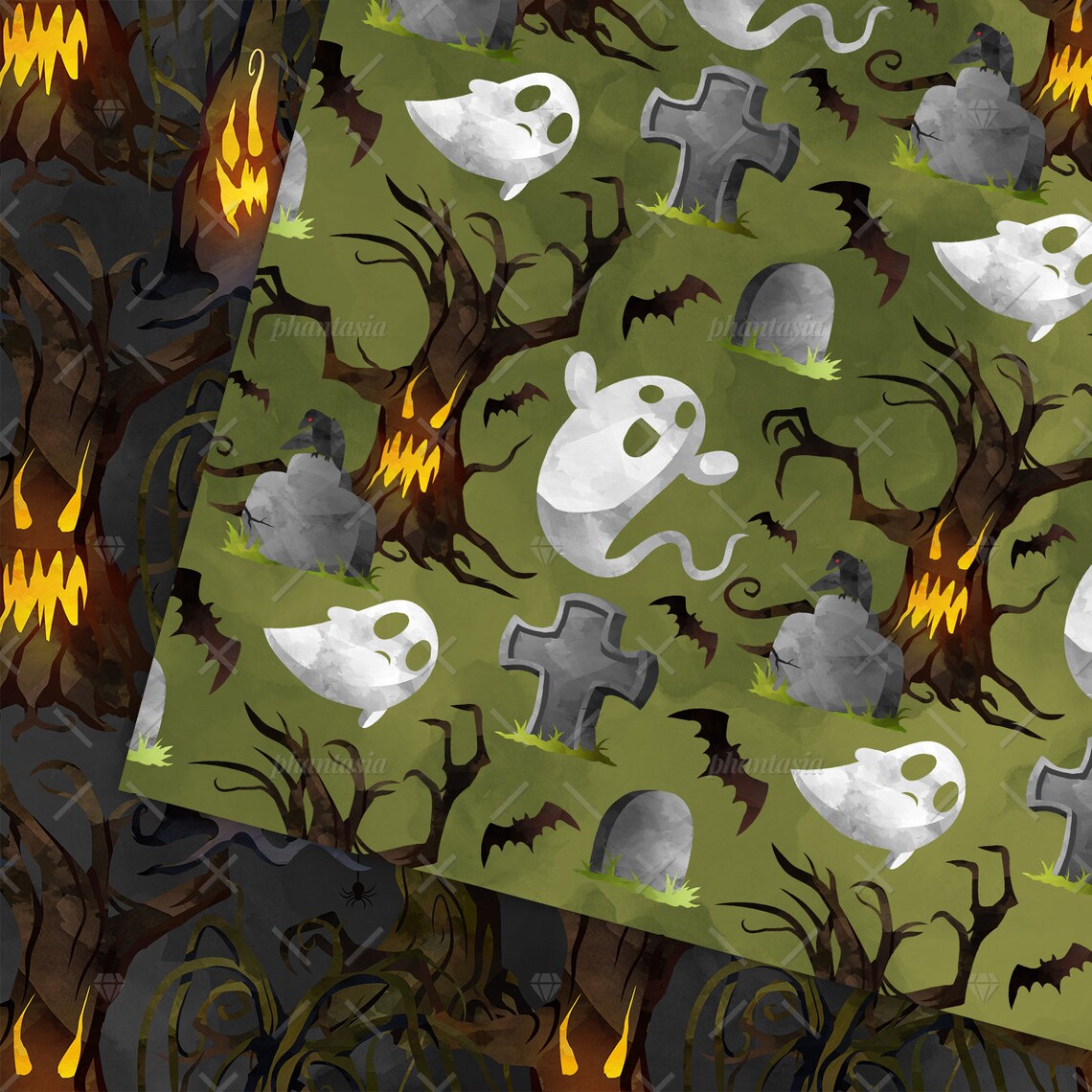 Graveyard Digital Paper, Halloween Digital, Haunted Forest, Haunted ...