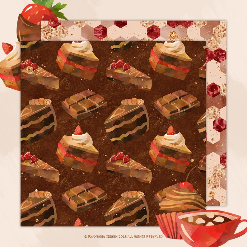 Chocolate Digital Paper, Sweets Digital Paper, Pastry Digital Paper ...