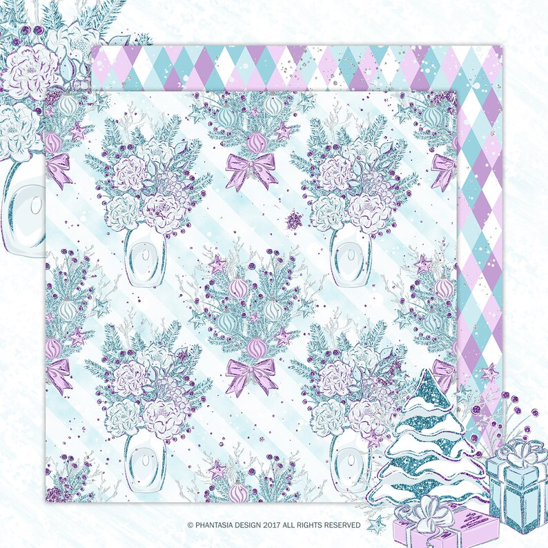 Frozen Christmas Digital Paper Pack, Christmas Digital Paper, Christmas ...