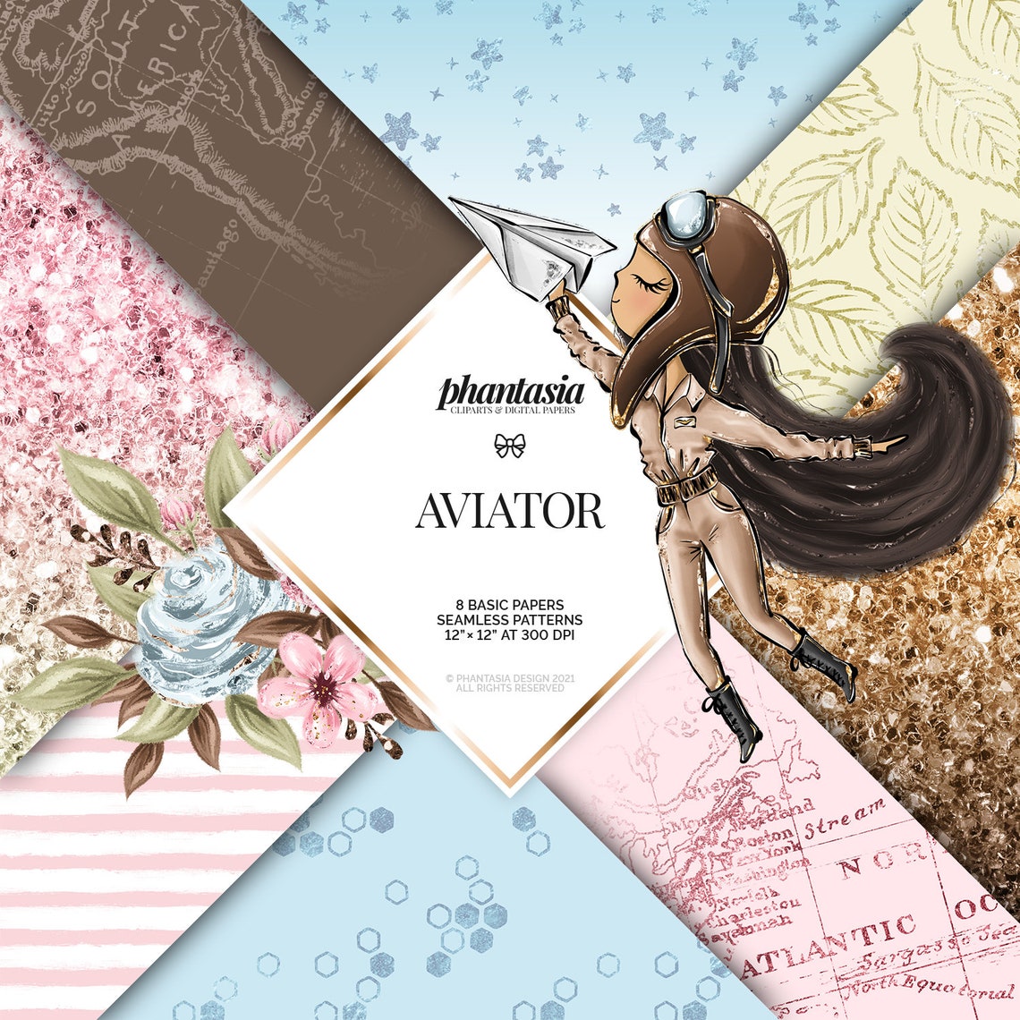 Aviator Basic Papers, Minimalist Patterns, Glitter Papers, Seamless ...