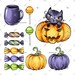 Halloween Cat Clipart Set Halloween Digital Paper Cute Cat - Etsy