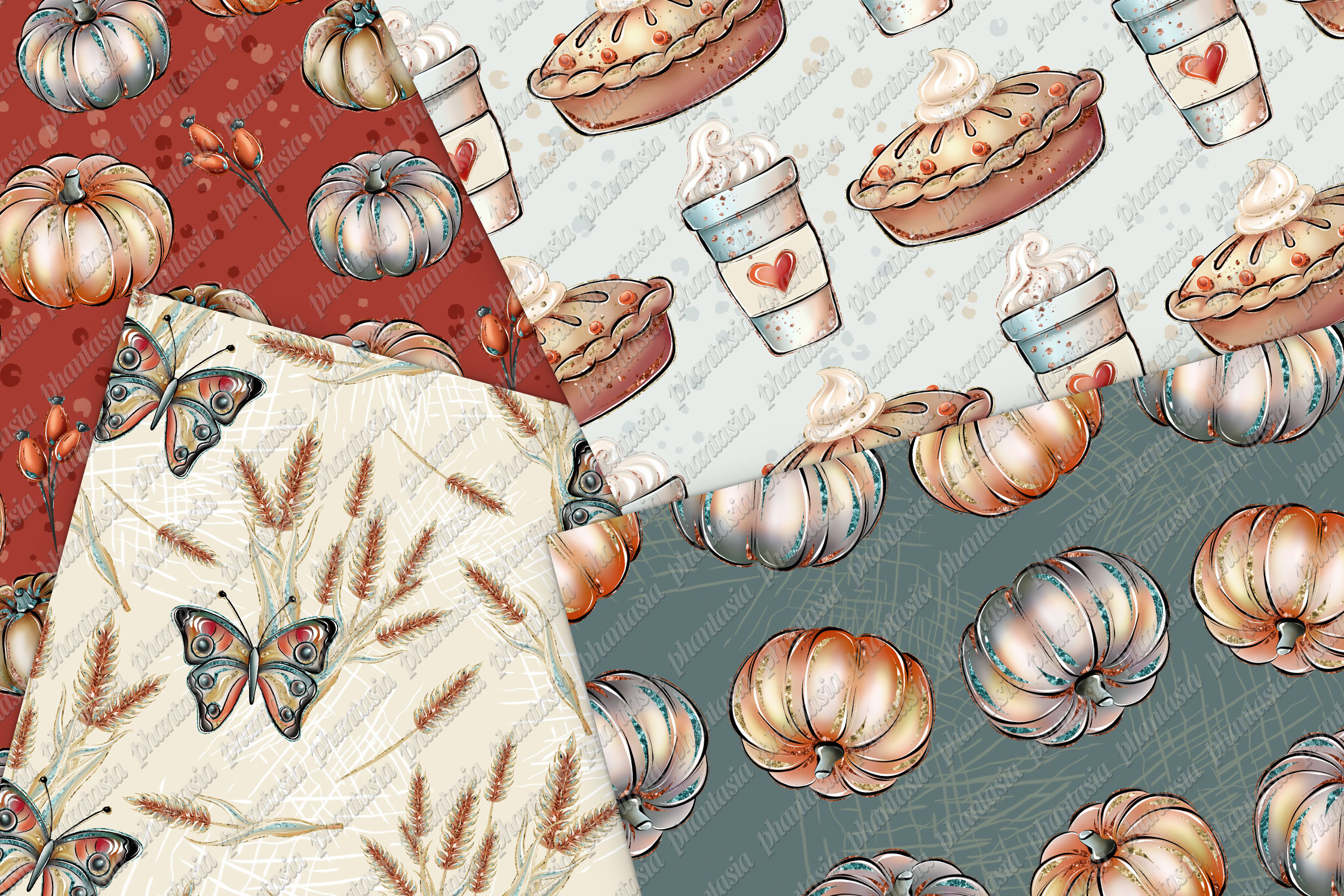 Fall Digital Paper Autumn Pattern Seamless Pattern Fall - Etsy