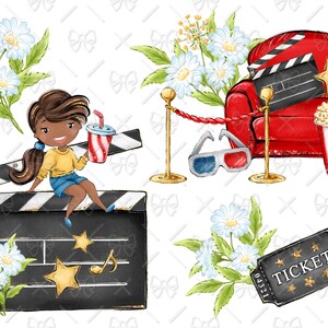 Cinema Watercolor Clipart, Cinema Clipart, Movie Clipart, Cinema ...