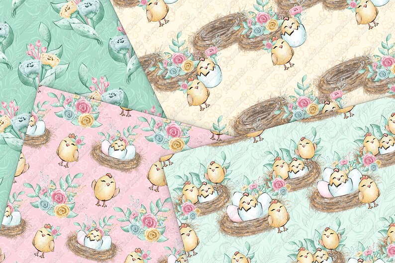 Chicks Digital Paper, Easter Digital Paper, Cute Animal Pattern, Cute Chicks Patterns, Cute ...