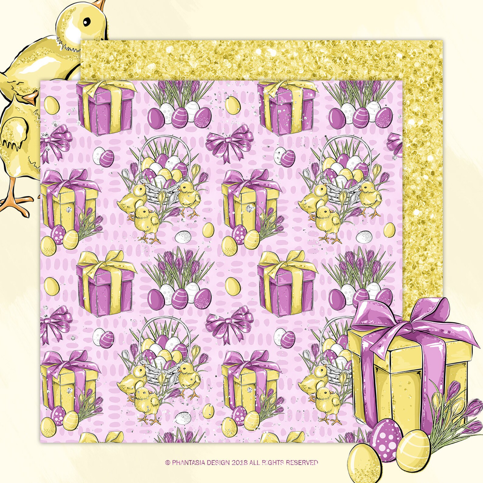 Easter Digital Paper Pack Chick Digital Paper Easter - Etsy