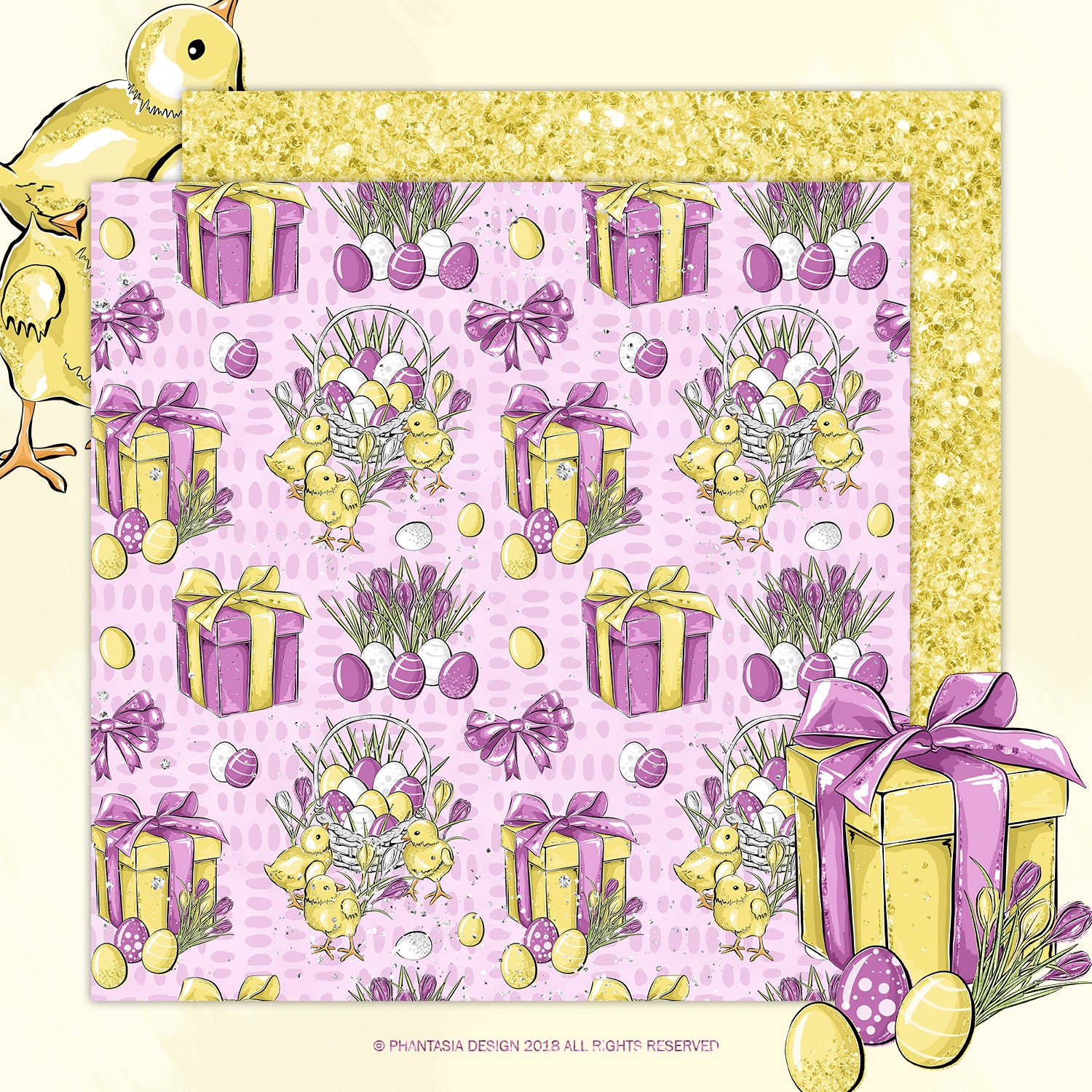 Easter Digital Paper Pack Chick Digital Paper Easter | Etsy