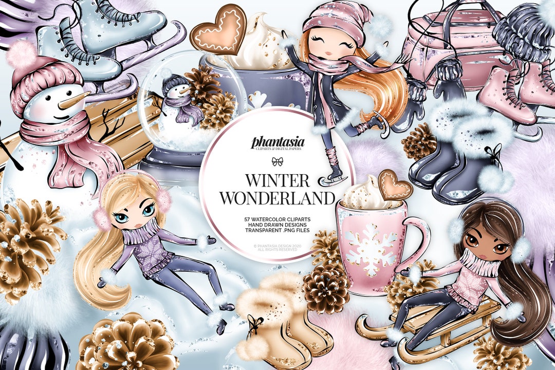 Winter Watercolor Clipart, Cute Winter, Winter Girls, Winter Dolls ...