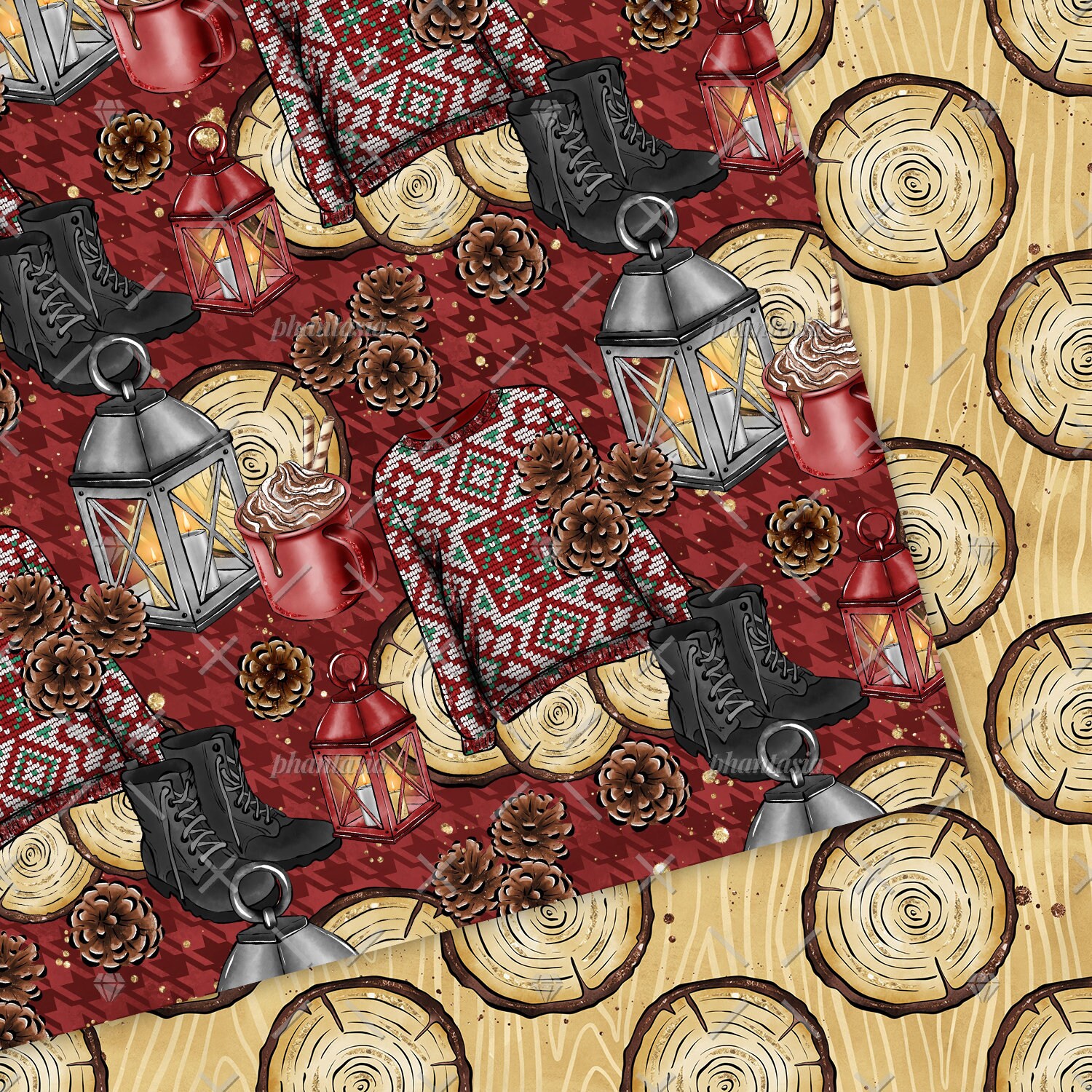 Winter Digital Paper Pack Lumberjack Digital Christmas | Etsy