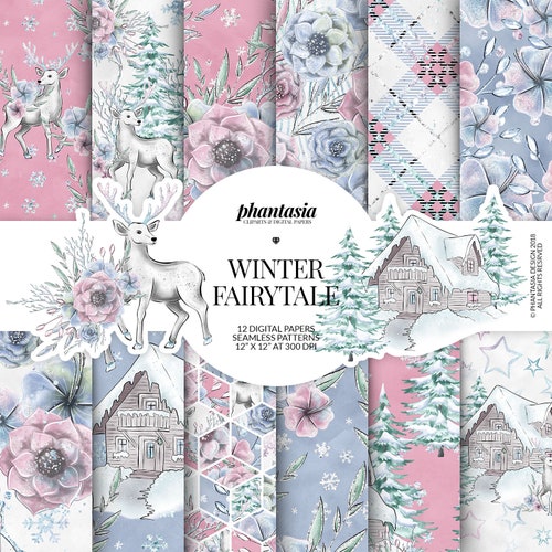 Winter Digital Papers Winter Watercolor Winter Patterns - Etsy