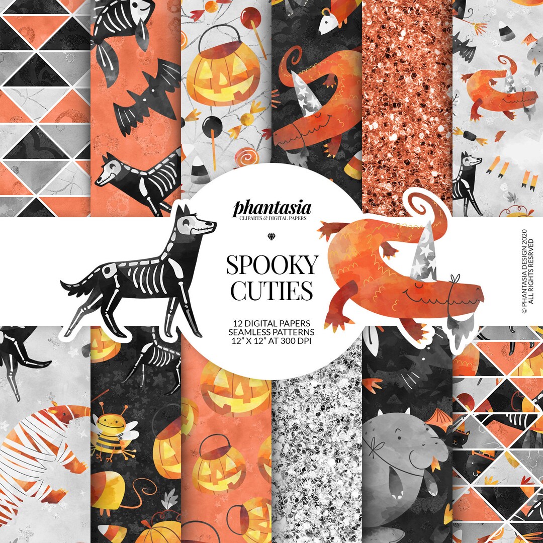 Halloween Animals Digital Paper, Halloween Pattern, Surface Patterns ...