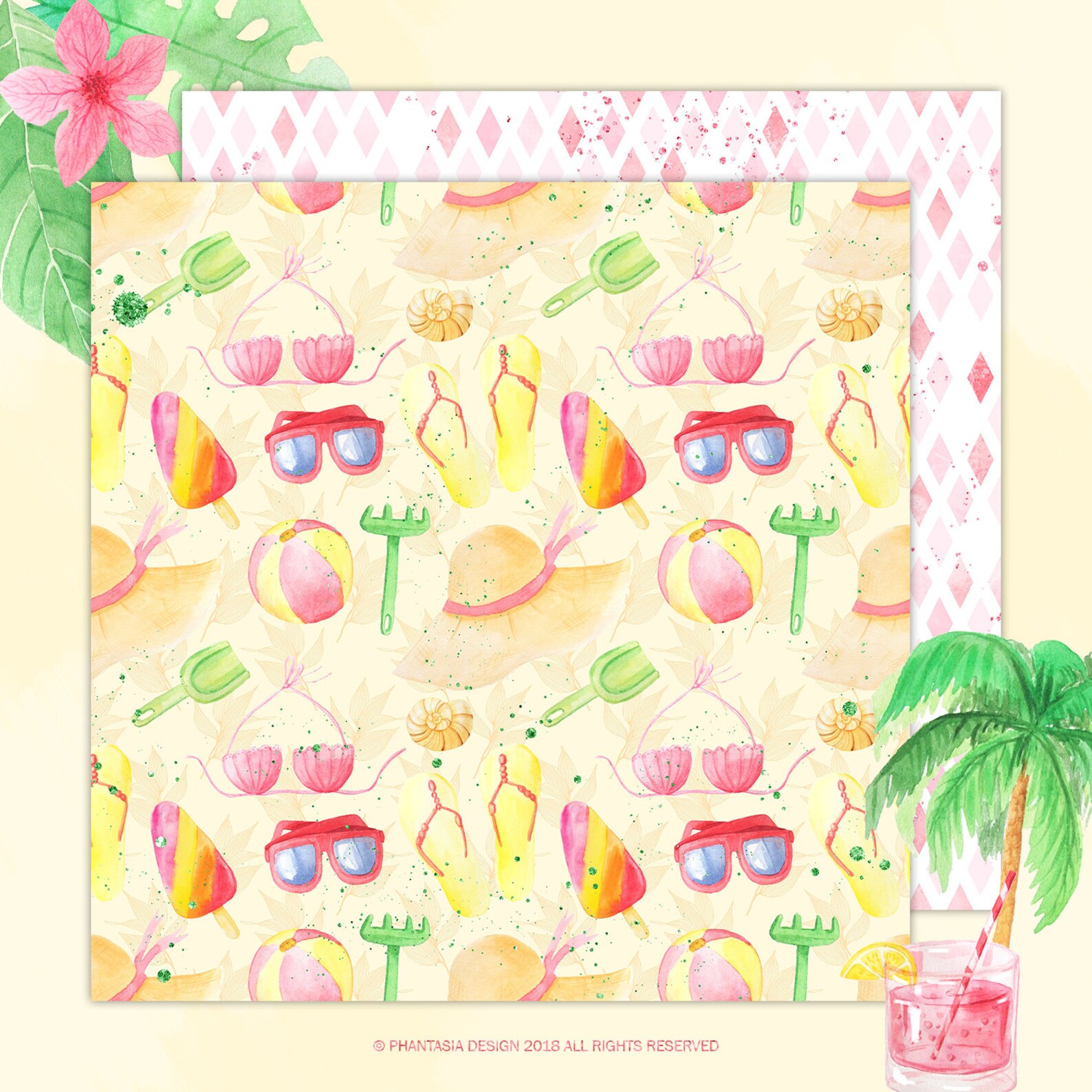 Beach Digital Paper Summer Digital Paper Pack Summer | Etsy