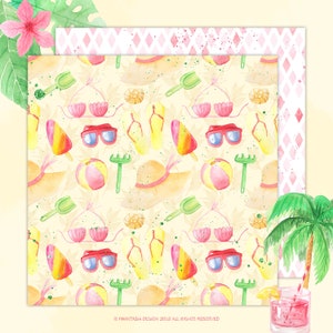 Beach Digital Paper, Summer Digital Paper Pack, Summer Planner, Beach ...