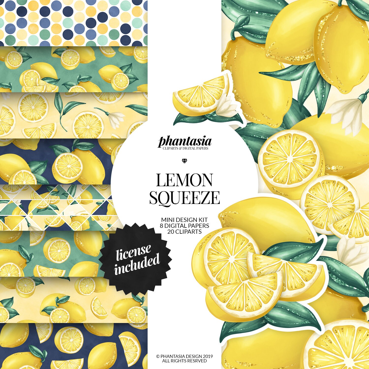 Lemon graphic bundle commercial use Boho summer clipart Lemon clipart ...
