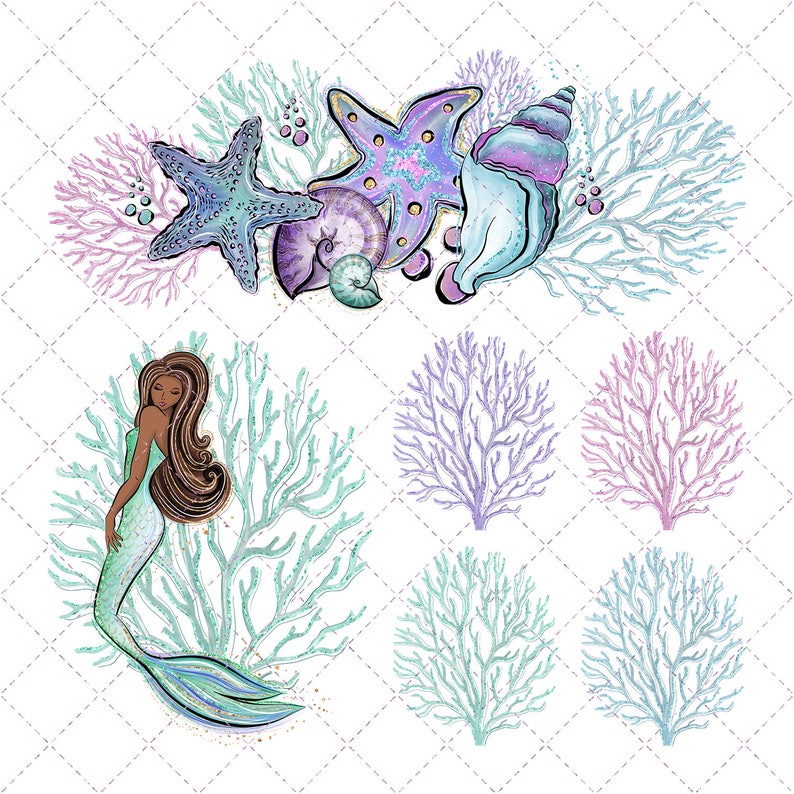 Watercolor Mermaid Clip Art Summer Watercolor Clip Arts - Etsy