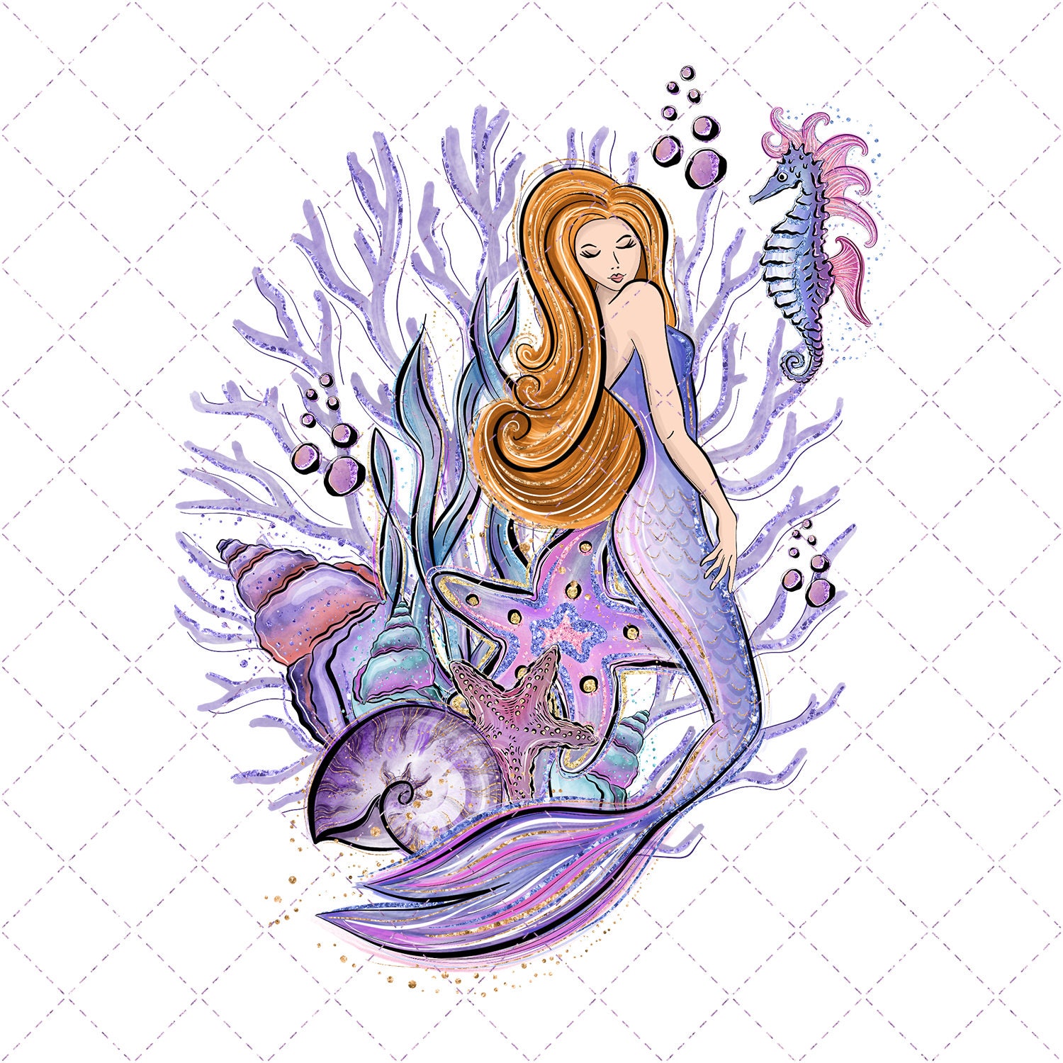Watercolor Mermaid Clip Art, Summer Watercolor Clip Arts, Mermaid ...
