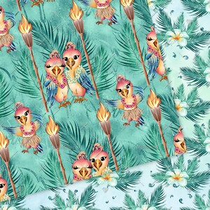 Cute Parrots Digital Papers, Watercolor Digital, Summer Papers ...
