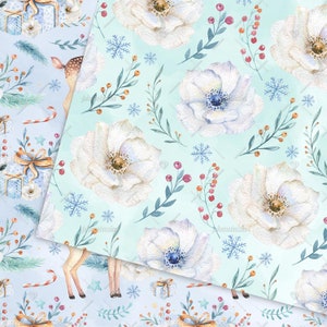 Pastel Christmas Digital Papers, Whimsical Christmas, Watecolor ...