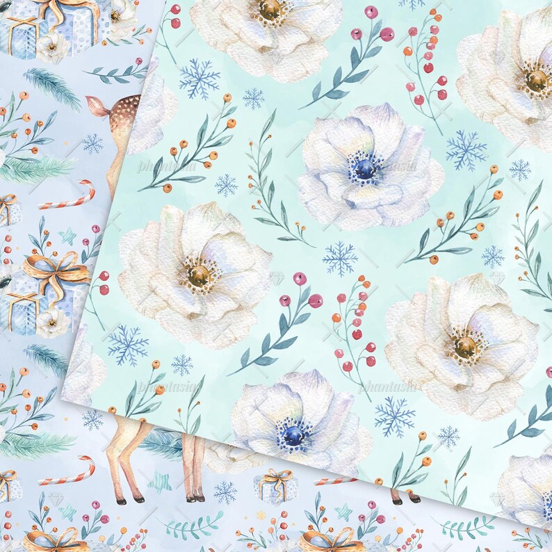 Pastel Christmas Digital Papers Whimsical Christmas - Etsy