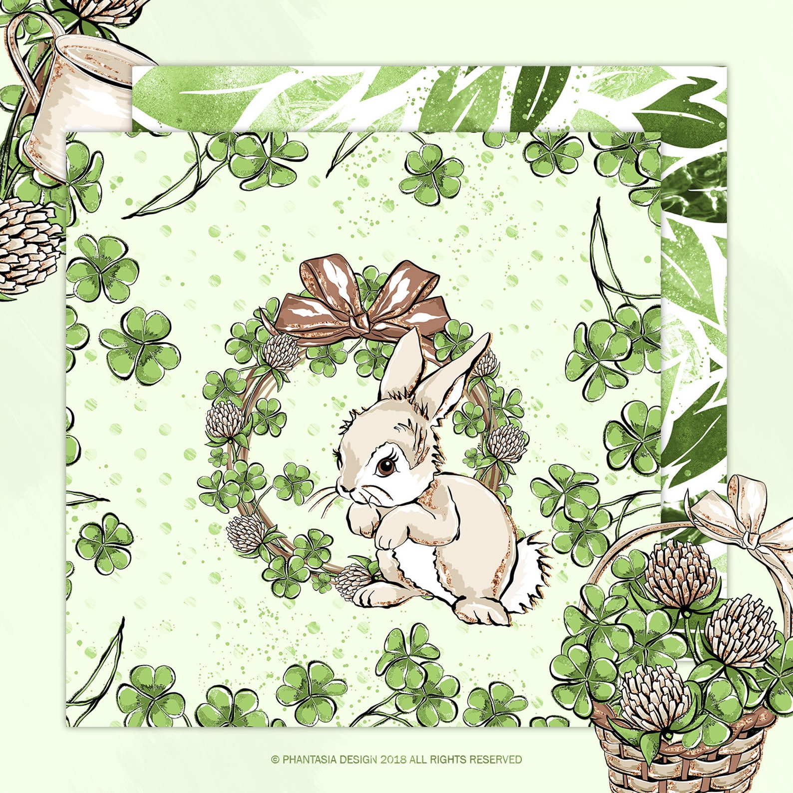 Spring Rabbit Digital Paper Pack Bunny Digital Paper Easter - Etsy