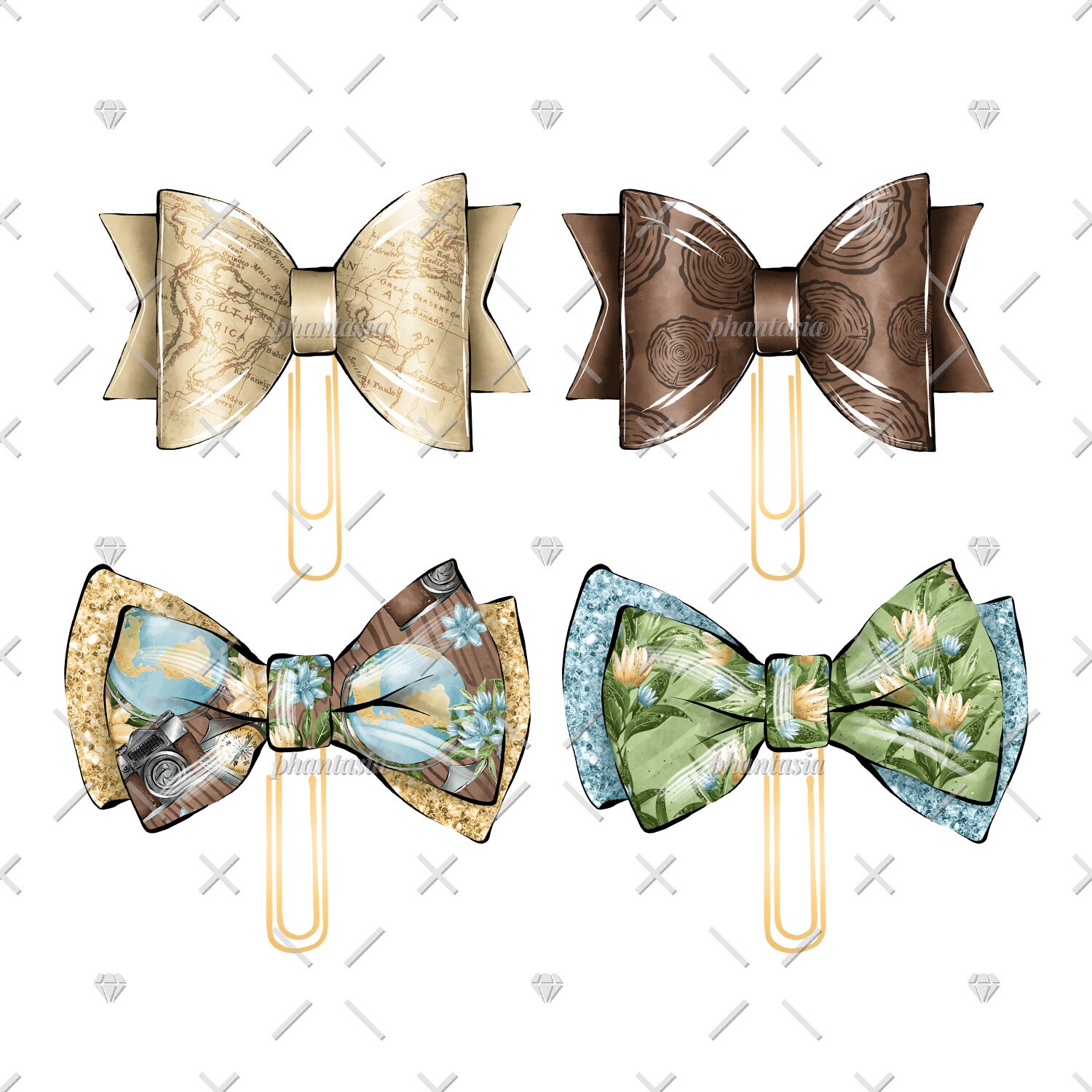 Wanderlust Planner Cliparts Planner Bows Planner Artwork - Etsy