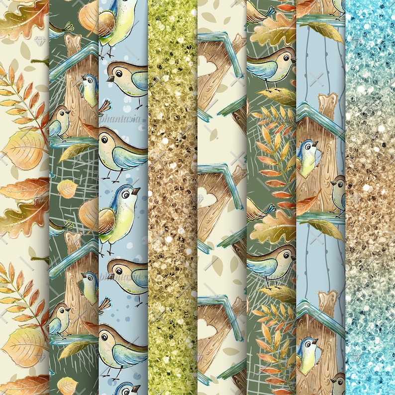 Fall Birds Clipart Bundle Birds Digital Papers Birdhouse - Etsy
