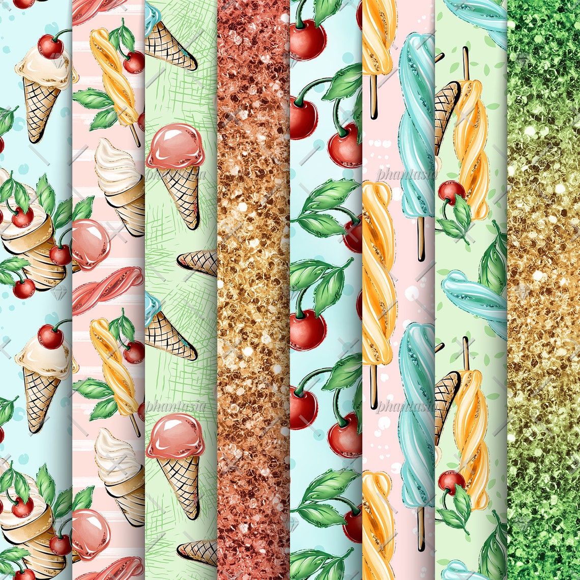 Ice Cream Clipart Bundle Ice Cream Digital Papers Ice Cream | Etsy