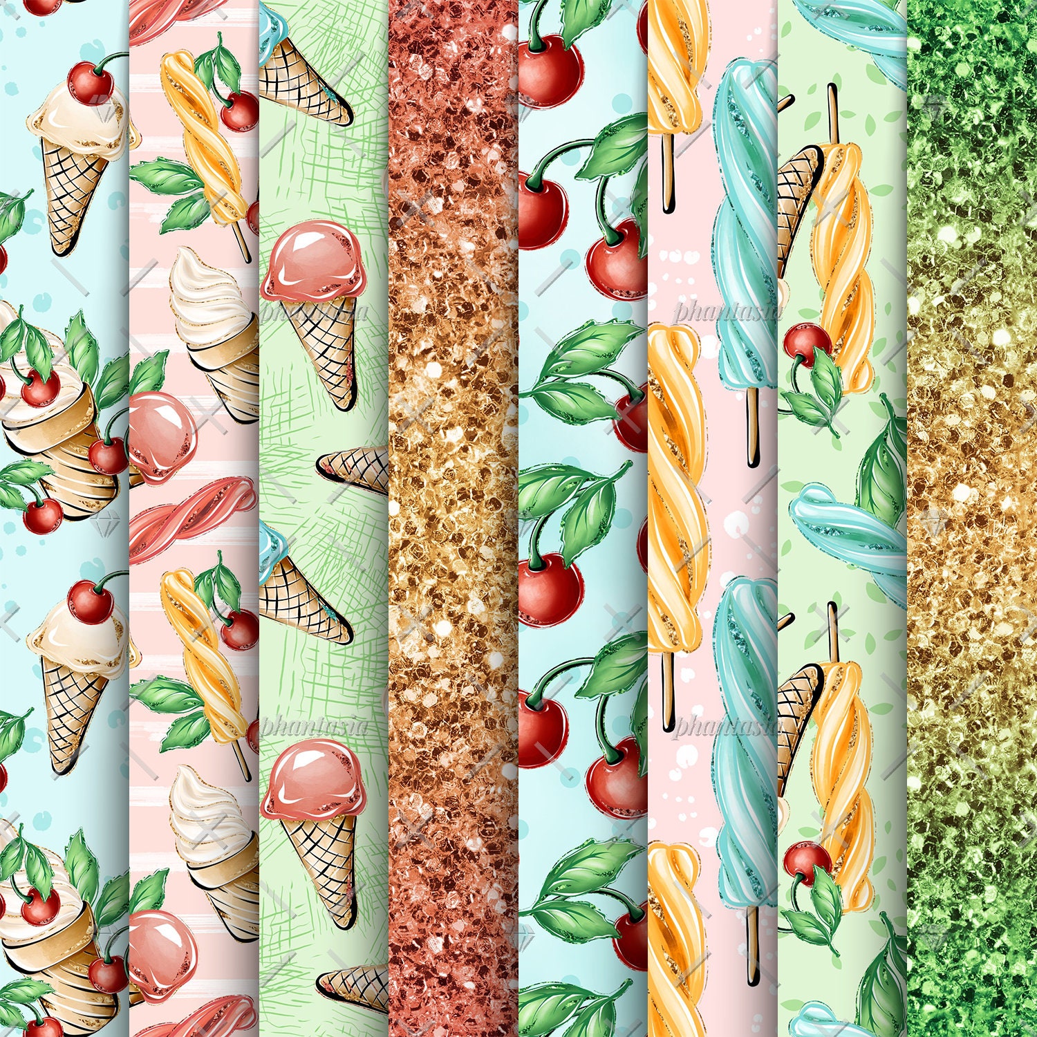 Ice Cream Clipart Bundle Ice Cream Digital Papers Ice Cream | Etsy