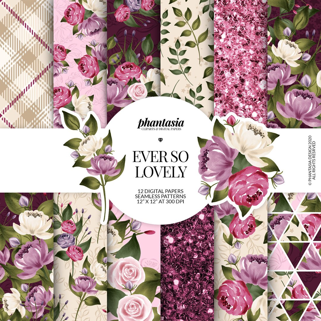 Spring Floral Digital Papers, Spring Background, Spring Seamless ...