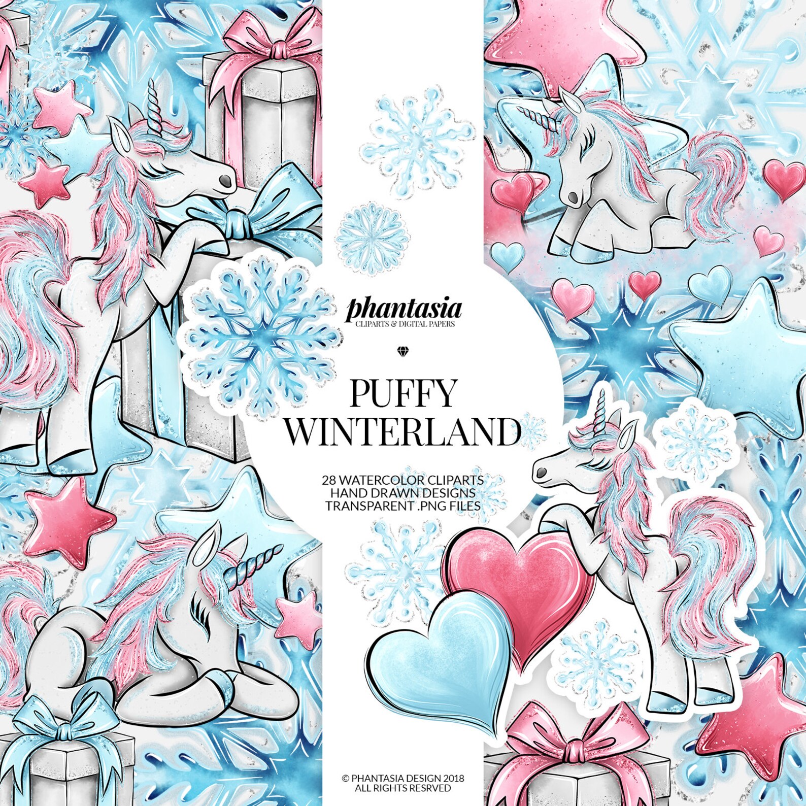 Winter Unicorn Cliparts Cute Unicorns Unicorn Planner Hand - Etsy