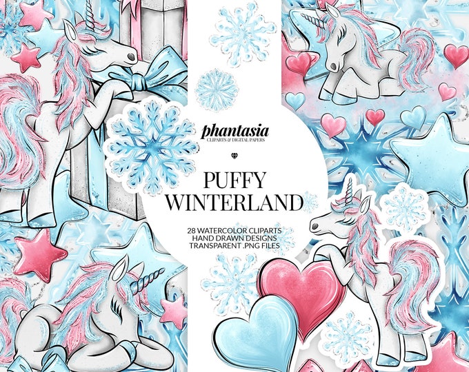 Winter Unicorn Cliparts Cute Unicorns Unicorn Planner Hand - Etsy