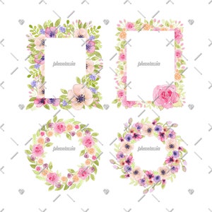Watercolor Floral Cliparts Hand Painted Flowers Purple Pink - Etsy