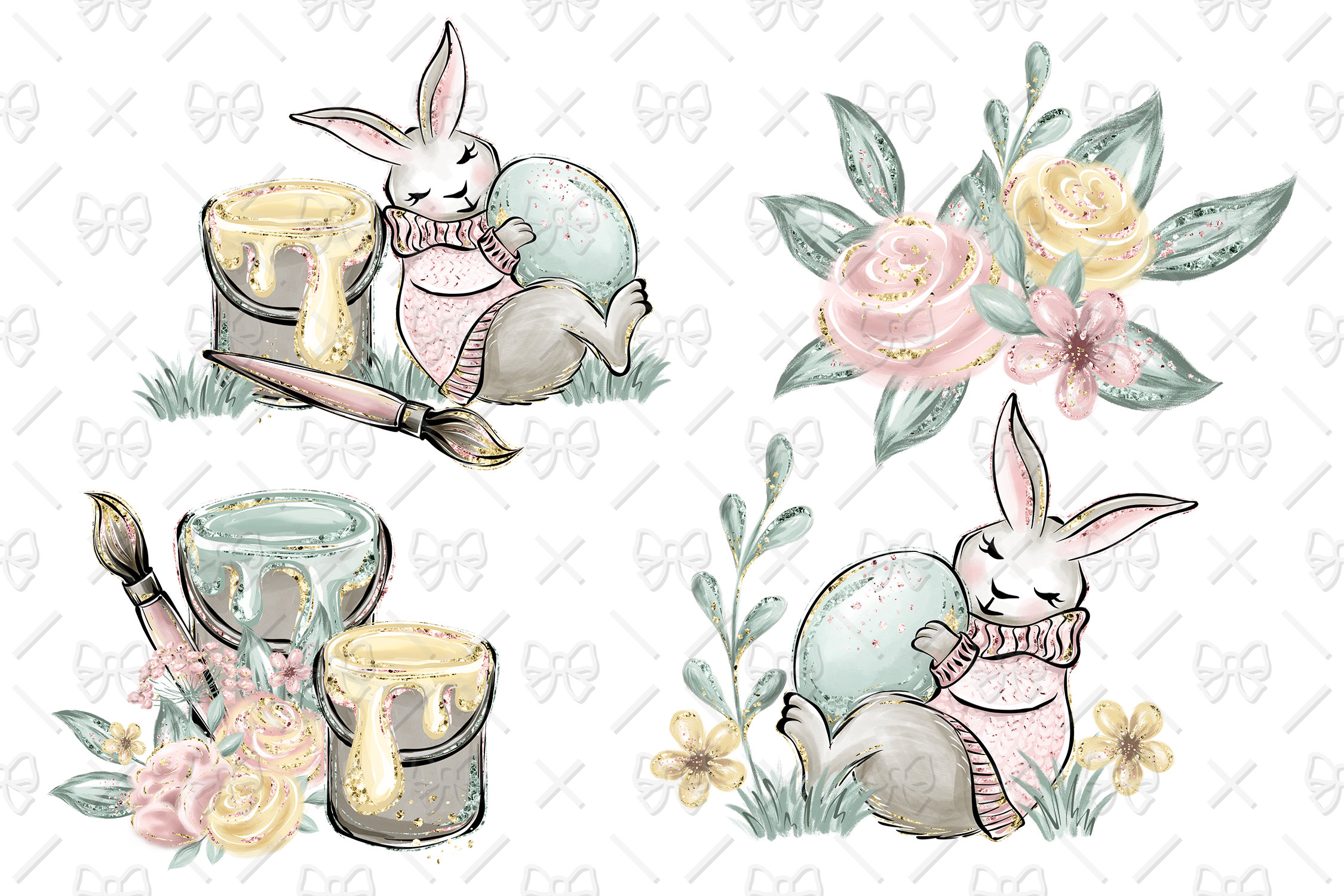 Eggs Painting Watercolor Cliparts Spring Clipart Easter - Etsy