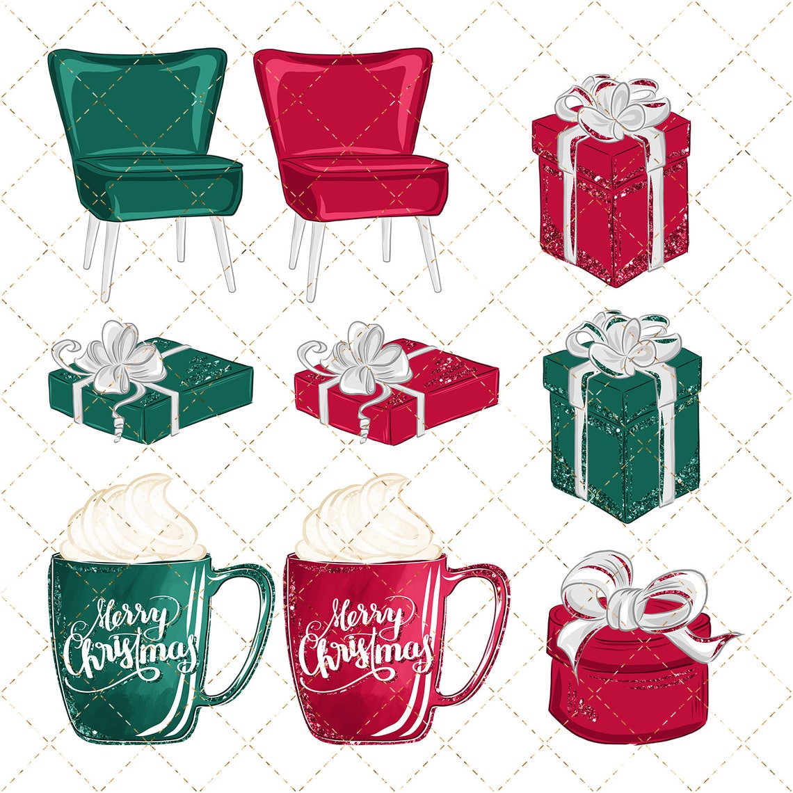 Christmas Clipart, Winter Clipart, Xmas Clipart, Xmas Elements, Snow ...