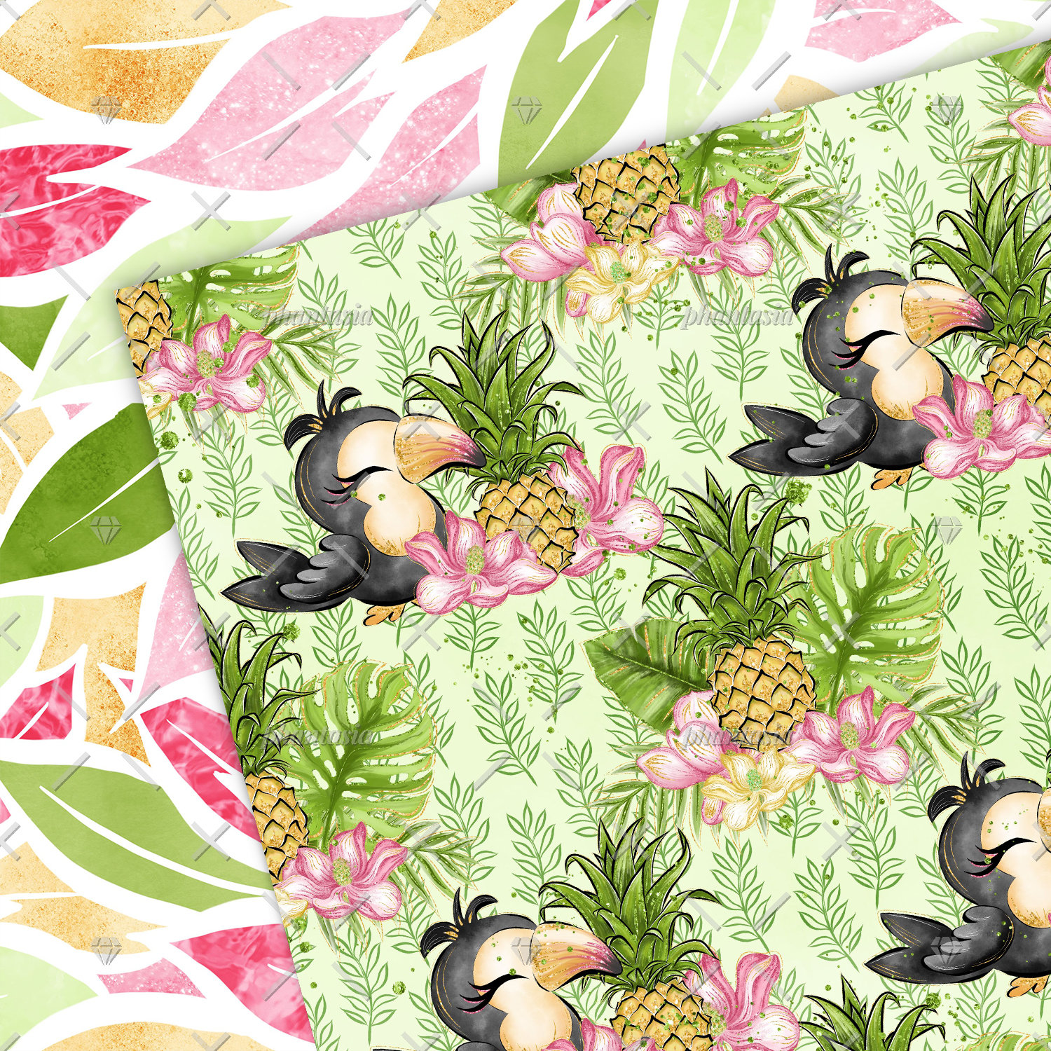 Tropical Digital Paper Cute Flamingo Exotic Pattern Summer - Etsy