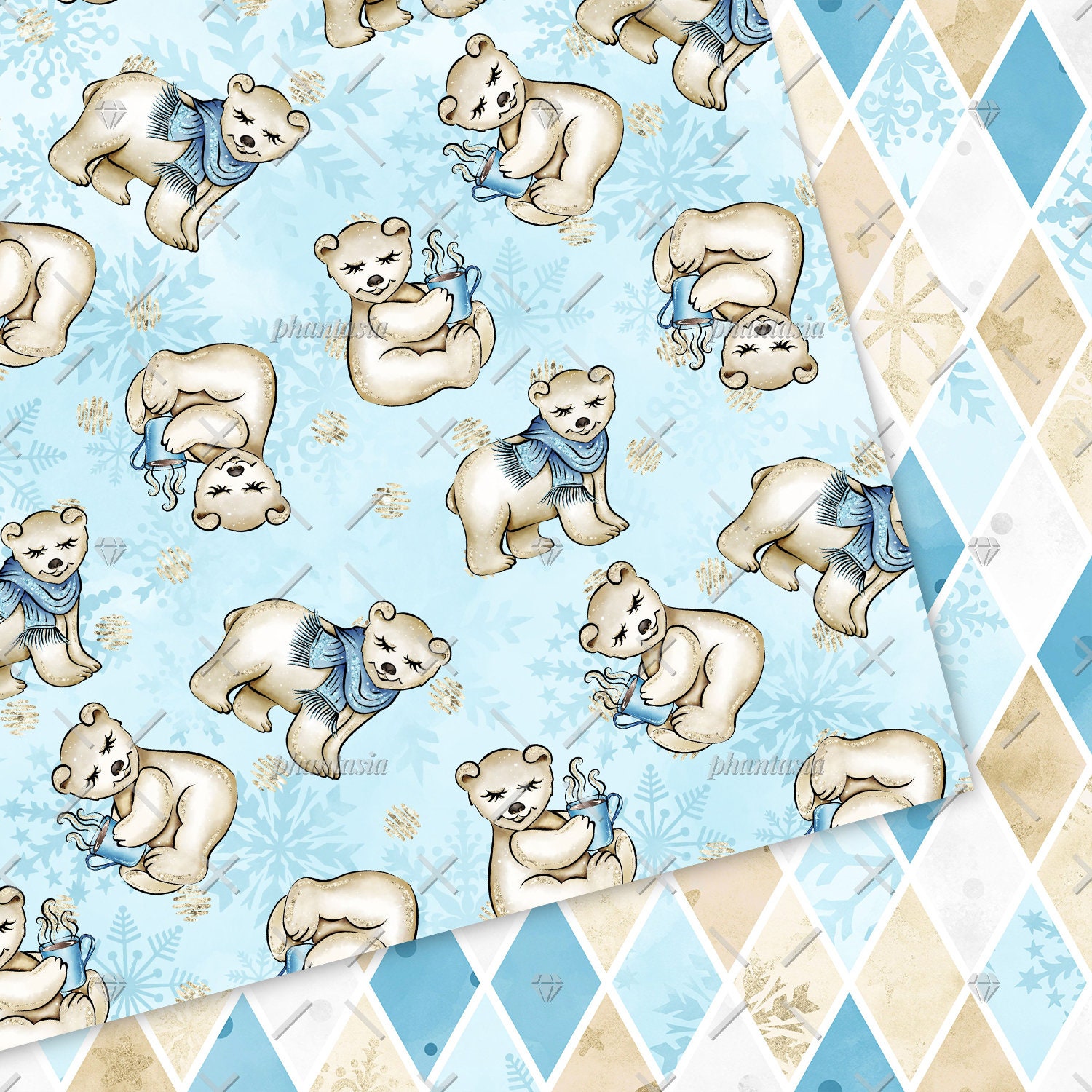 Winter Animals Digital Paper Winter Patterns Cute Animals - Etsy