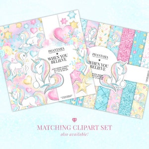 Unicorn Digital Paper, Whimsical Digital Paper, Unicorn Planner ...