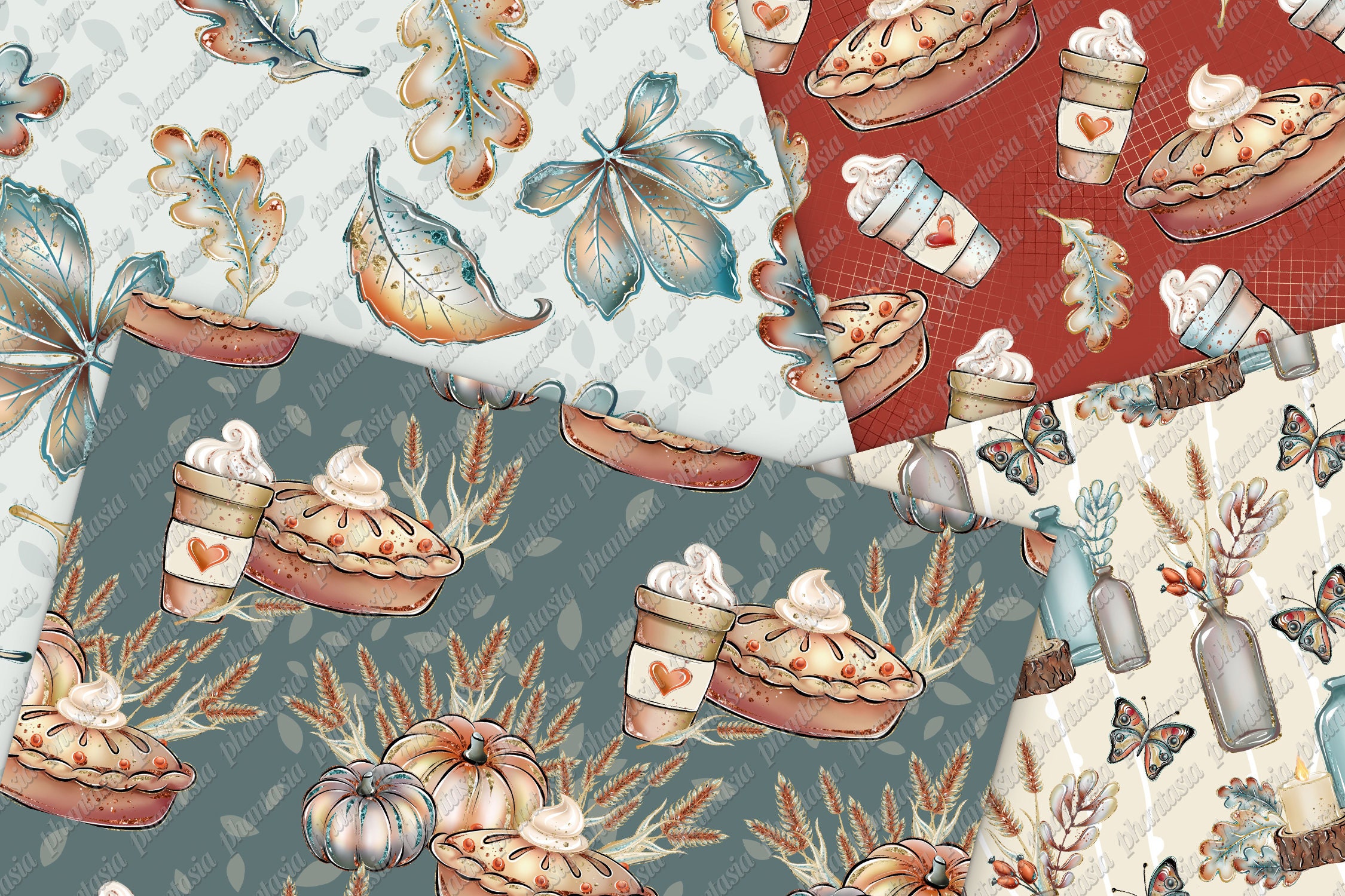 Fall Digital Paper Autumn Pattern Seamless Pattern Fall - Etsy