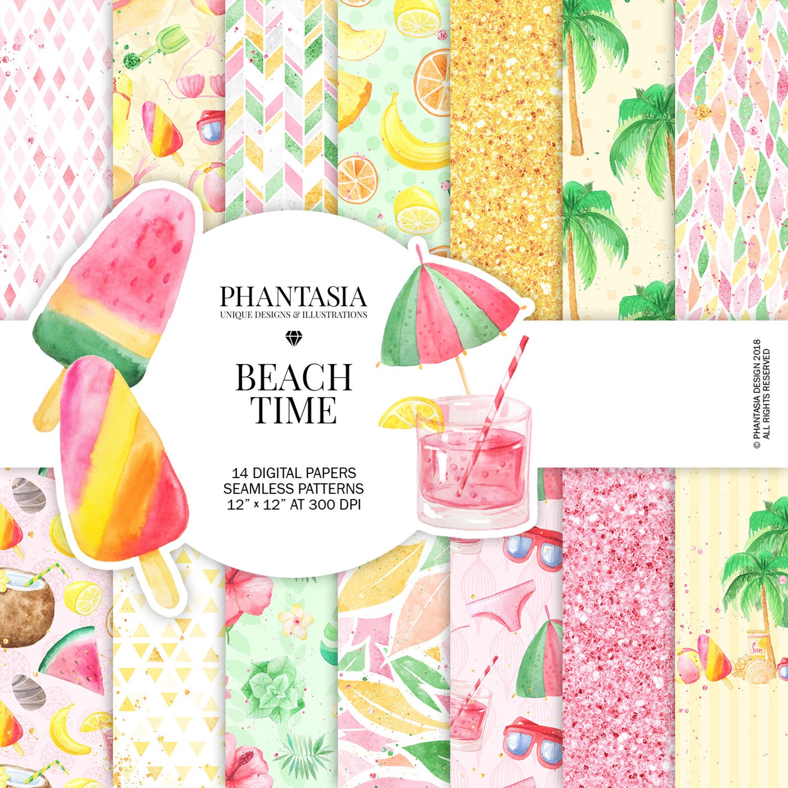 Beach Digital Paper Summer Digital Paper Pack Summer | Etsy