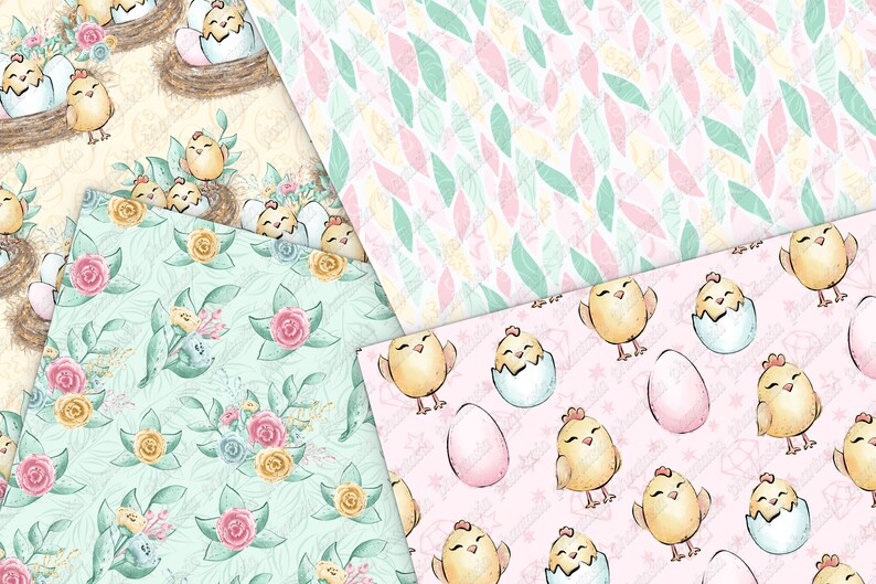 Chicks Digital Paper Easter Digital Paper Cute Animal - Etsy
