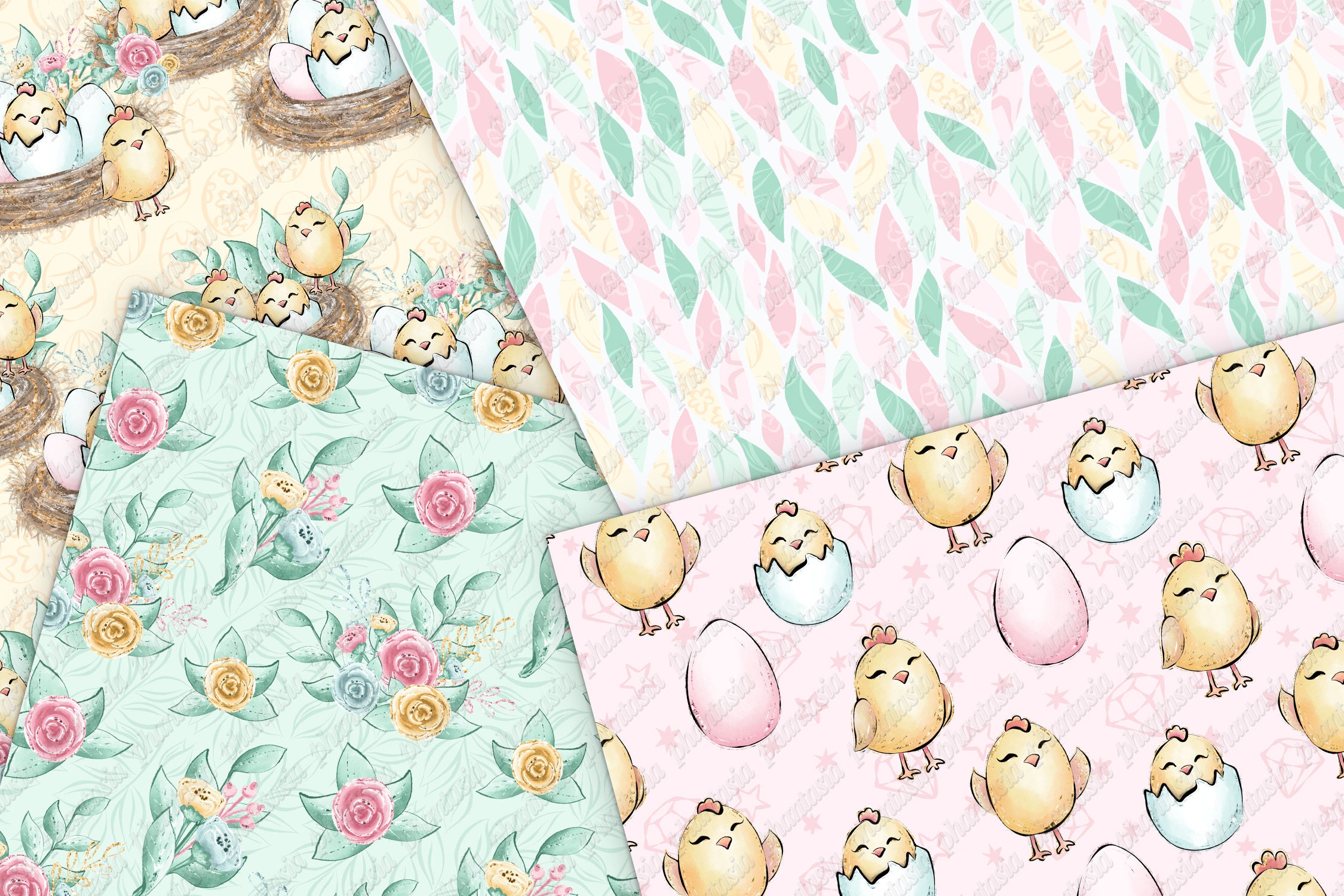Chicks Digital Paper Easter Digital Paper Cute Animal - Etsy