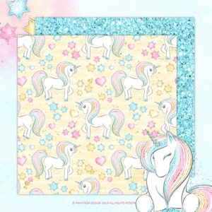 Unicorn Digital Paper, Whimsical Digital Paper, Unicorn Planner ...
