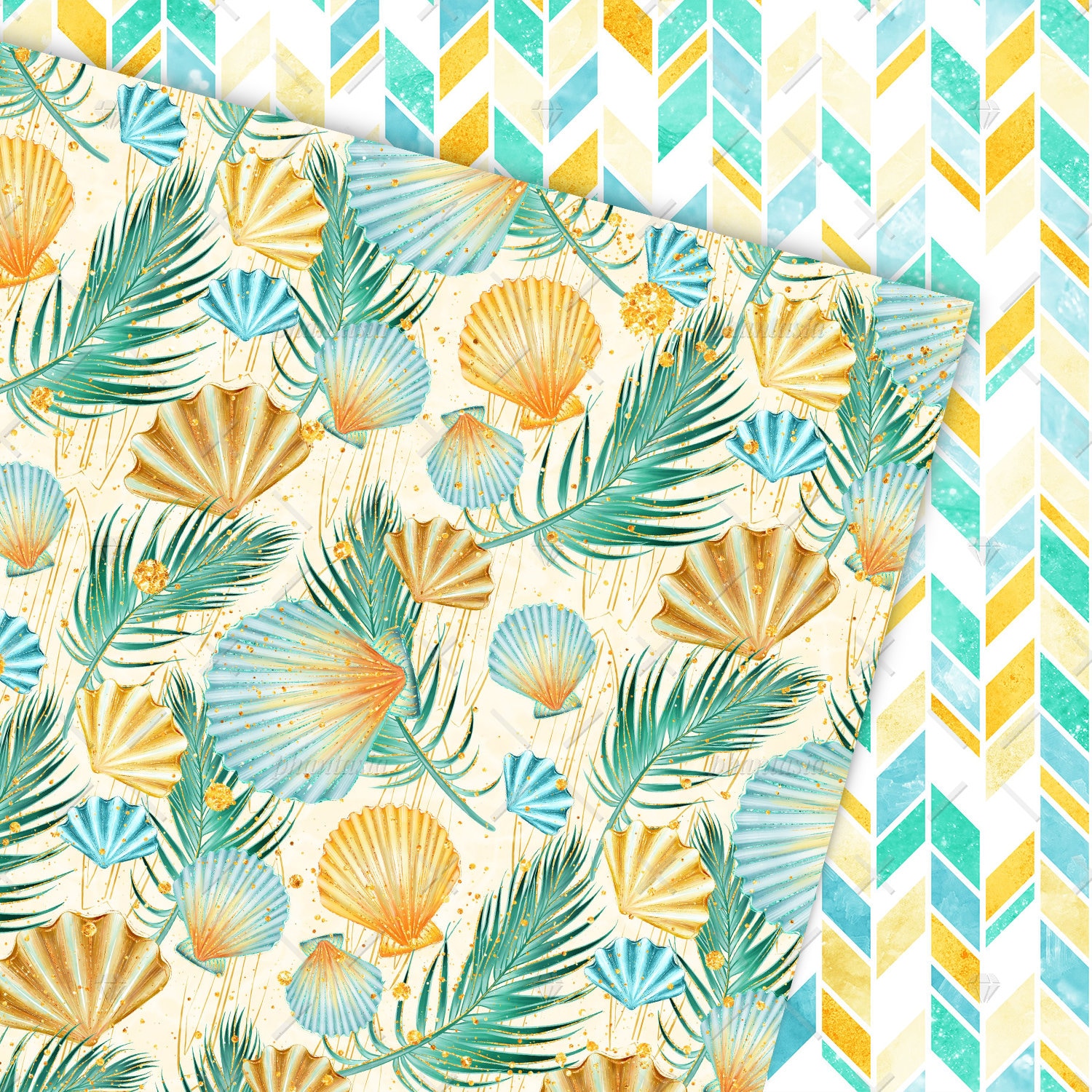 Tropical Island Digital Paper, Surfing Digital Paper, Exotic Digital ...