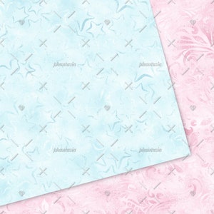 Winter Digital Paper, Whimsical Patterns, Blue Glitter, Pink Glitter ...