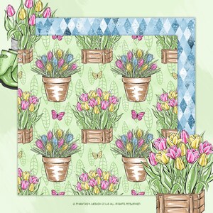 Spring Digital Paper, Floral Digital Paper, Spring Planner, Digital ...