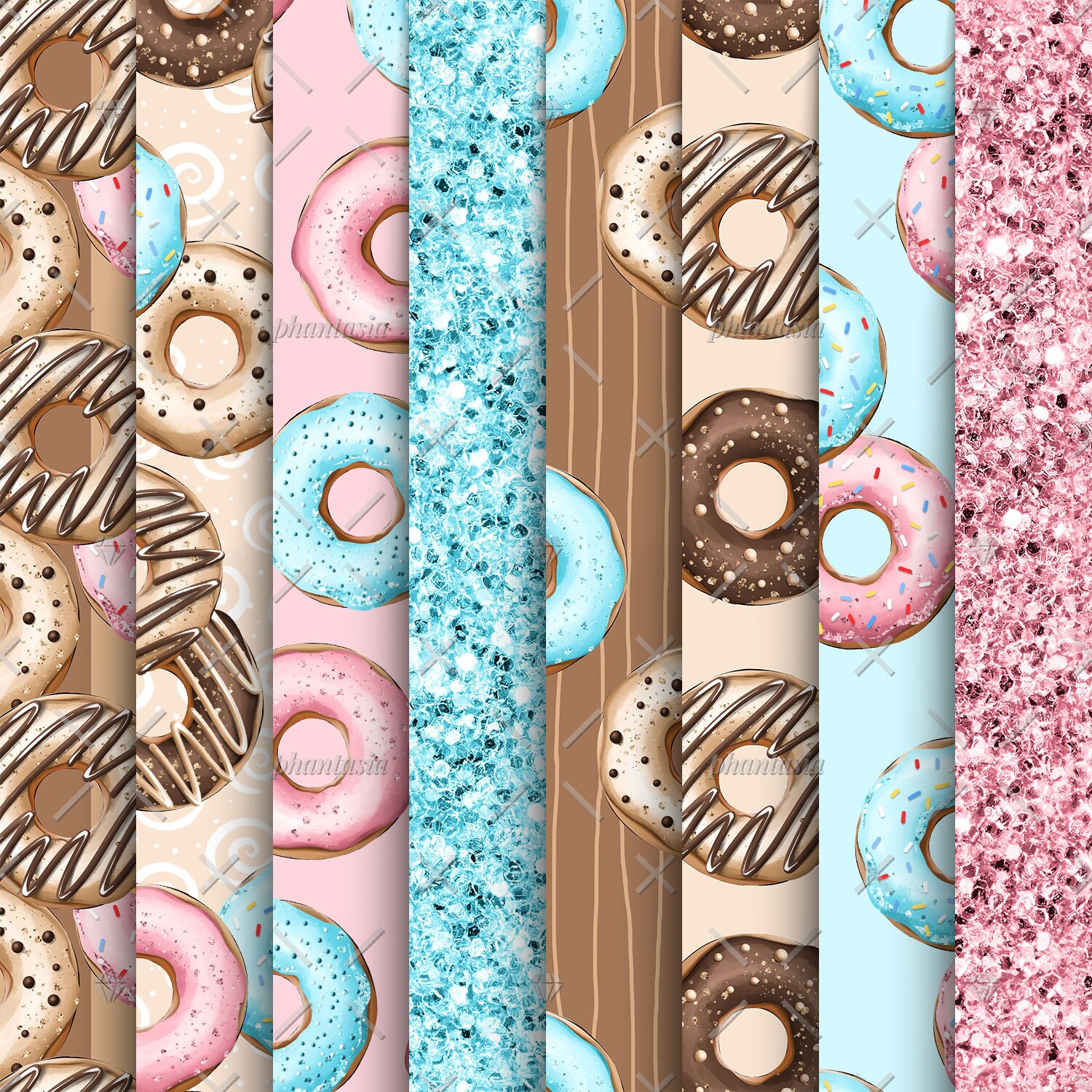 Donut Clipart Bundle Donut Digital Papers Donut Watercolor - Etsy