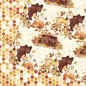 Forest Animals Digital Papers, Cute Animals, Autumn Digital Paper, Fall ...