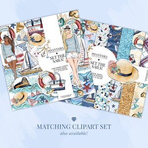 Nautical Digital Paper, Cruise Vacation Chic, Nautical Planner, Summer ...