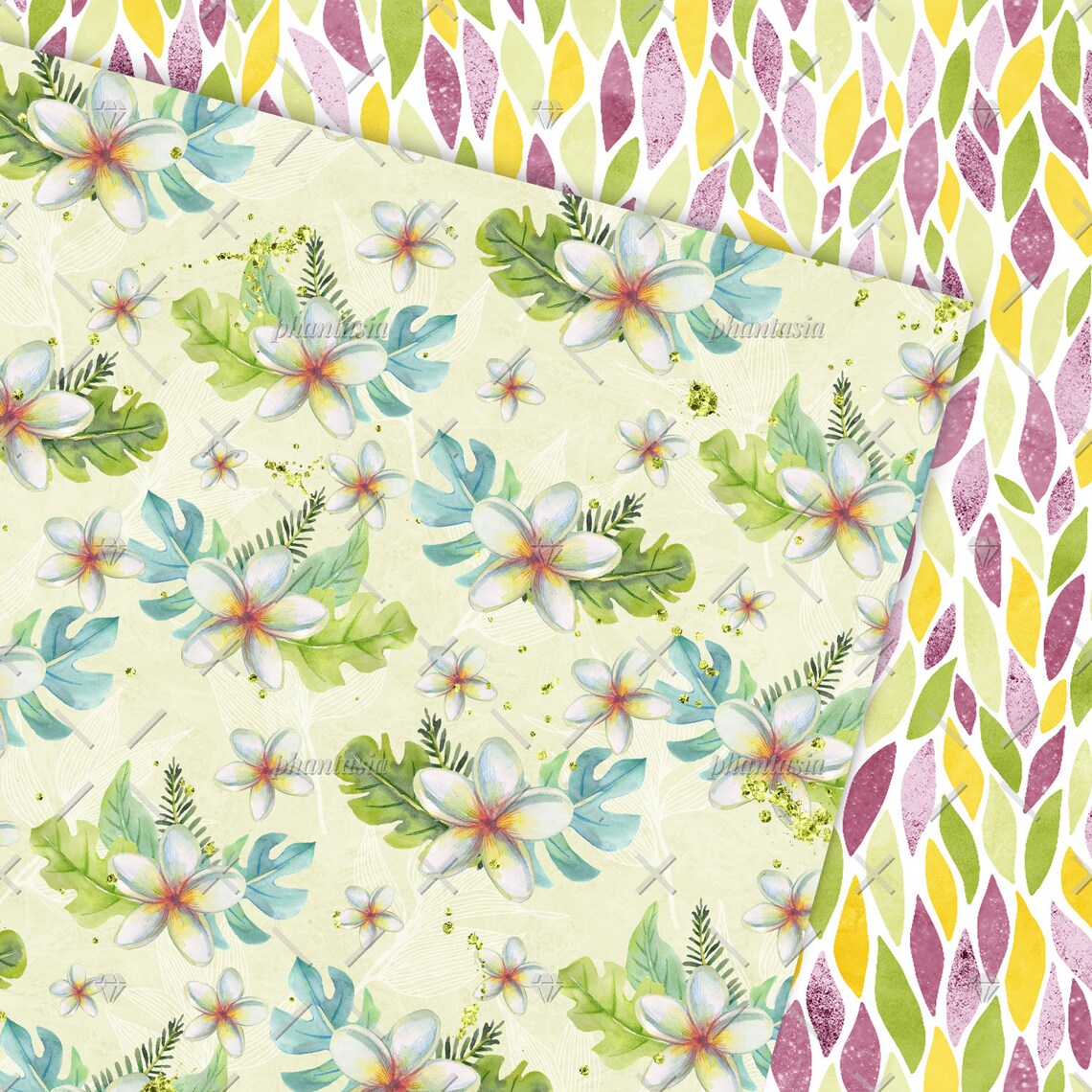 Exotic Birds Digital Papers Exotic Flowers Flowers Digital - Etsy