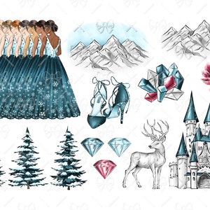 Winter Princess Watercolor Clipart Winter Illustration - Etsy