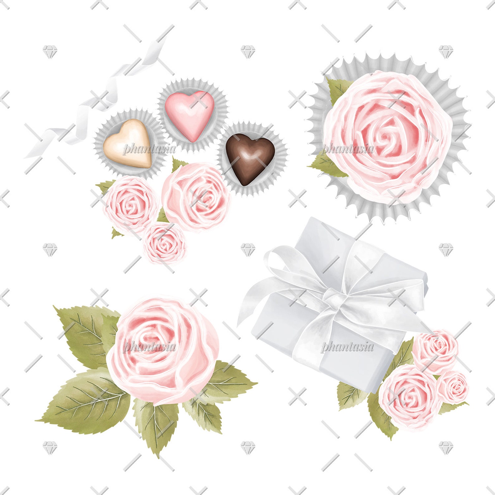 Pastel Valentines Clipart Valentine Watercolor Valentine | Etsy